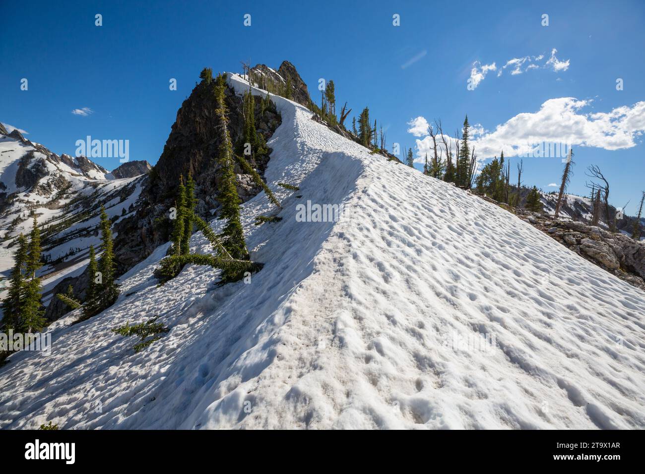 Mountain ranges covered with snow in early spring, Idaho Stock Photo ...