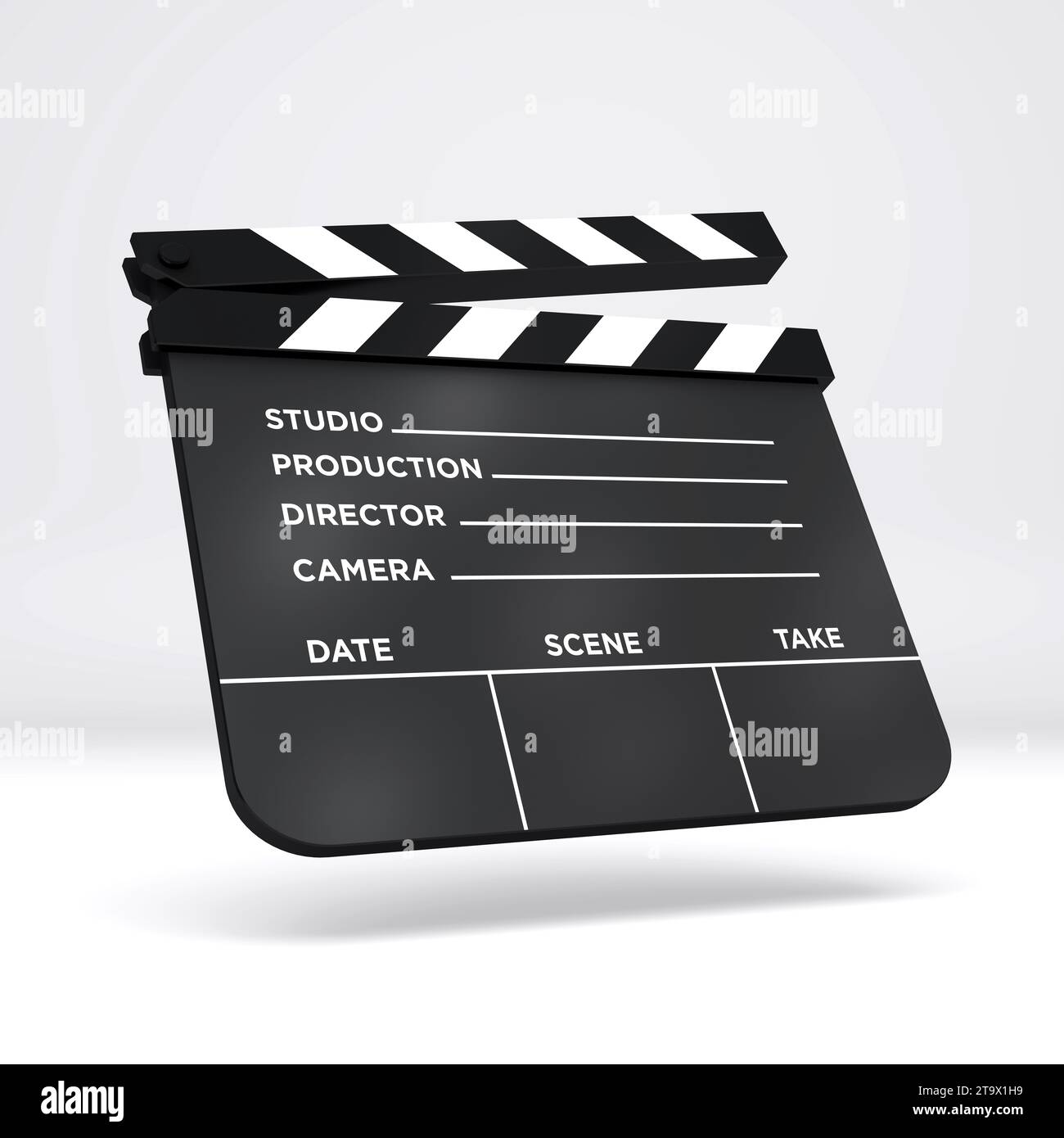 Movie Clapper on Soft Grey Studio Background. Perspective View ...