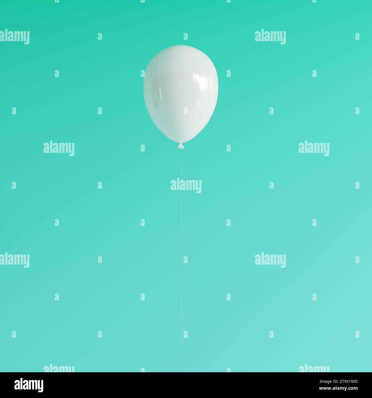 White Balloon on a Turquoise Studio Background. Holiday Concept. Front ...
