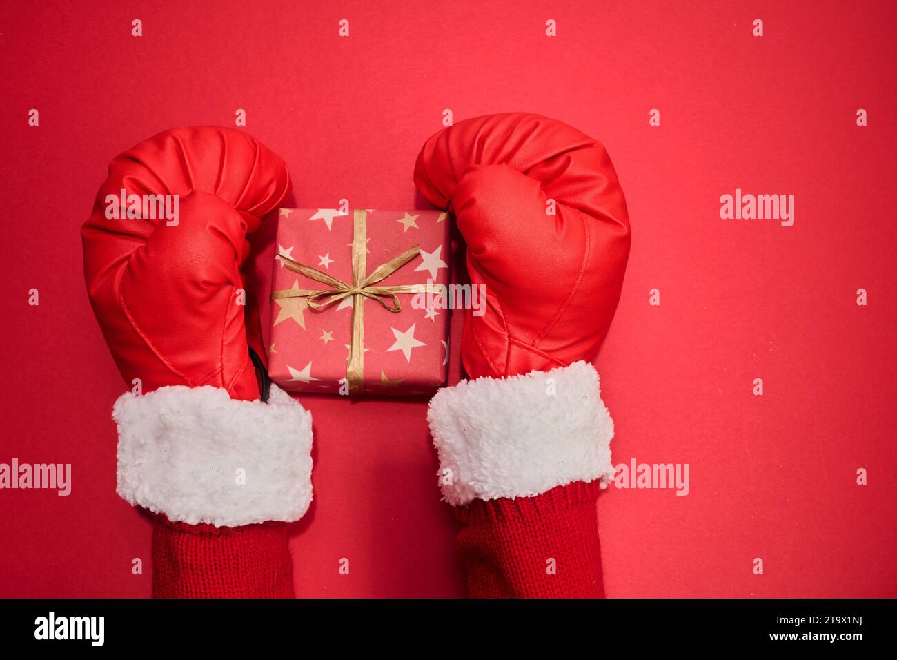 Boxing day shopping creative idea with Santa clause boxing glove Stock ...