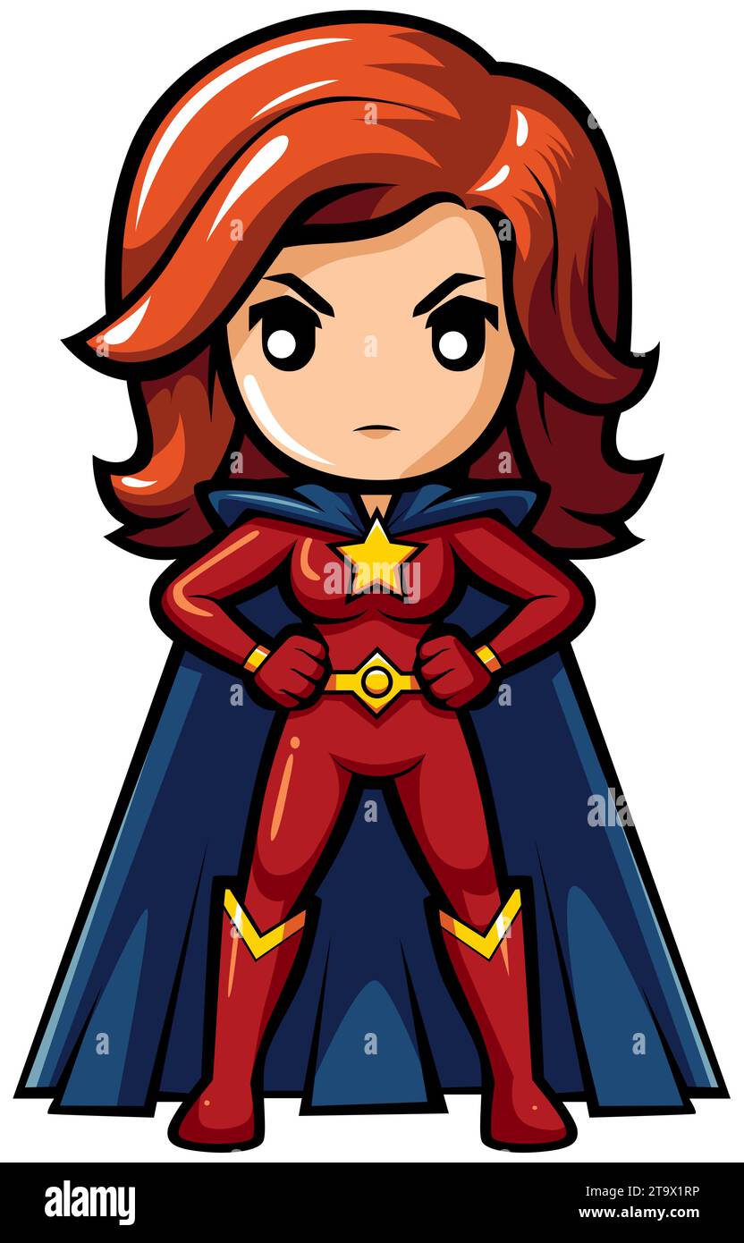 Female superhero in red costume with confident pose, vibrant and ...