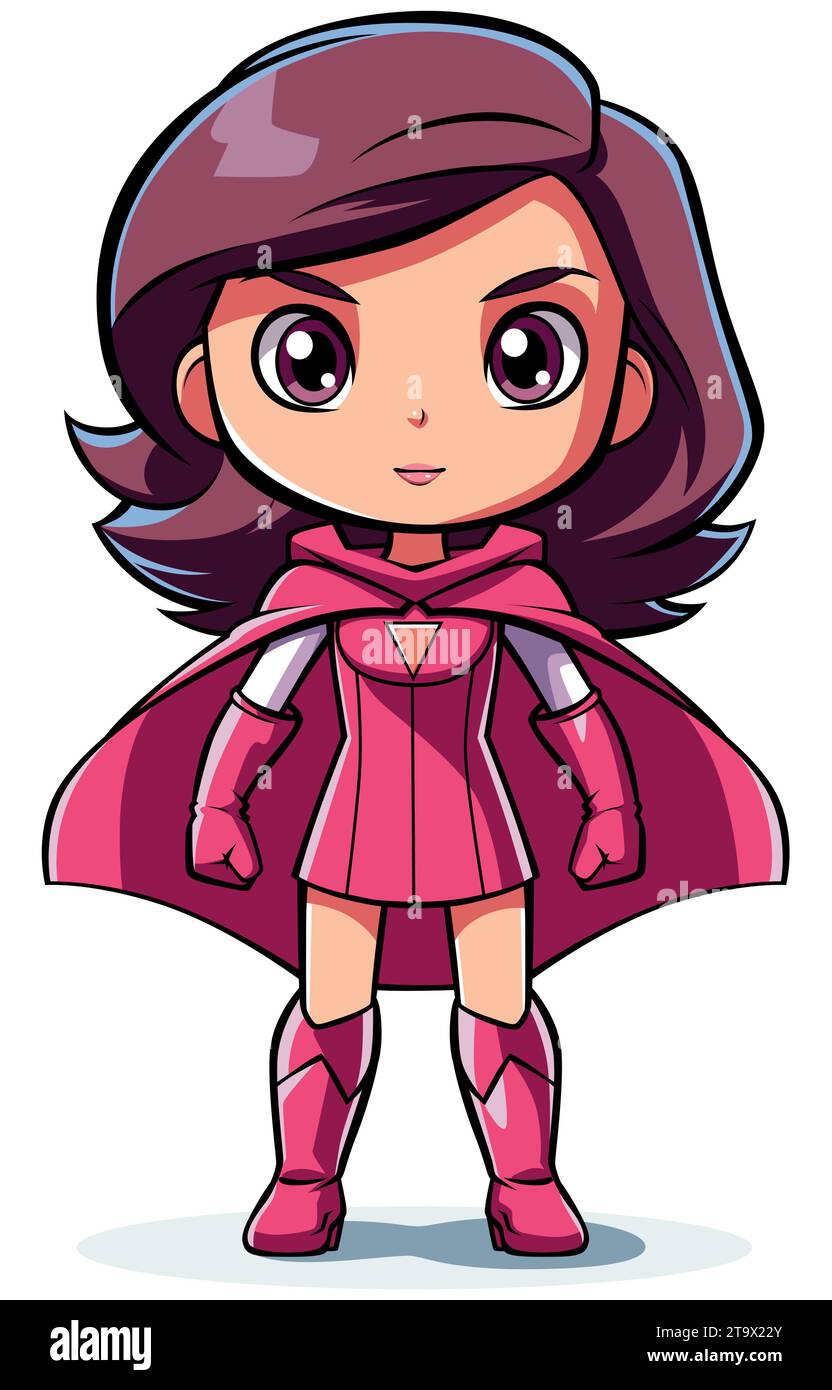 Female superhero in pink costume with confident pose, vibrant and ...