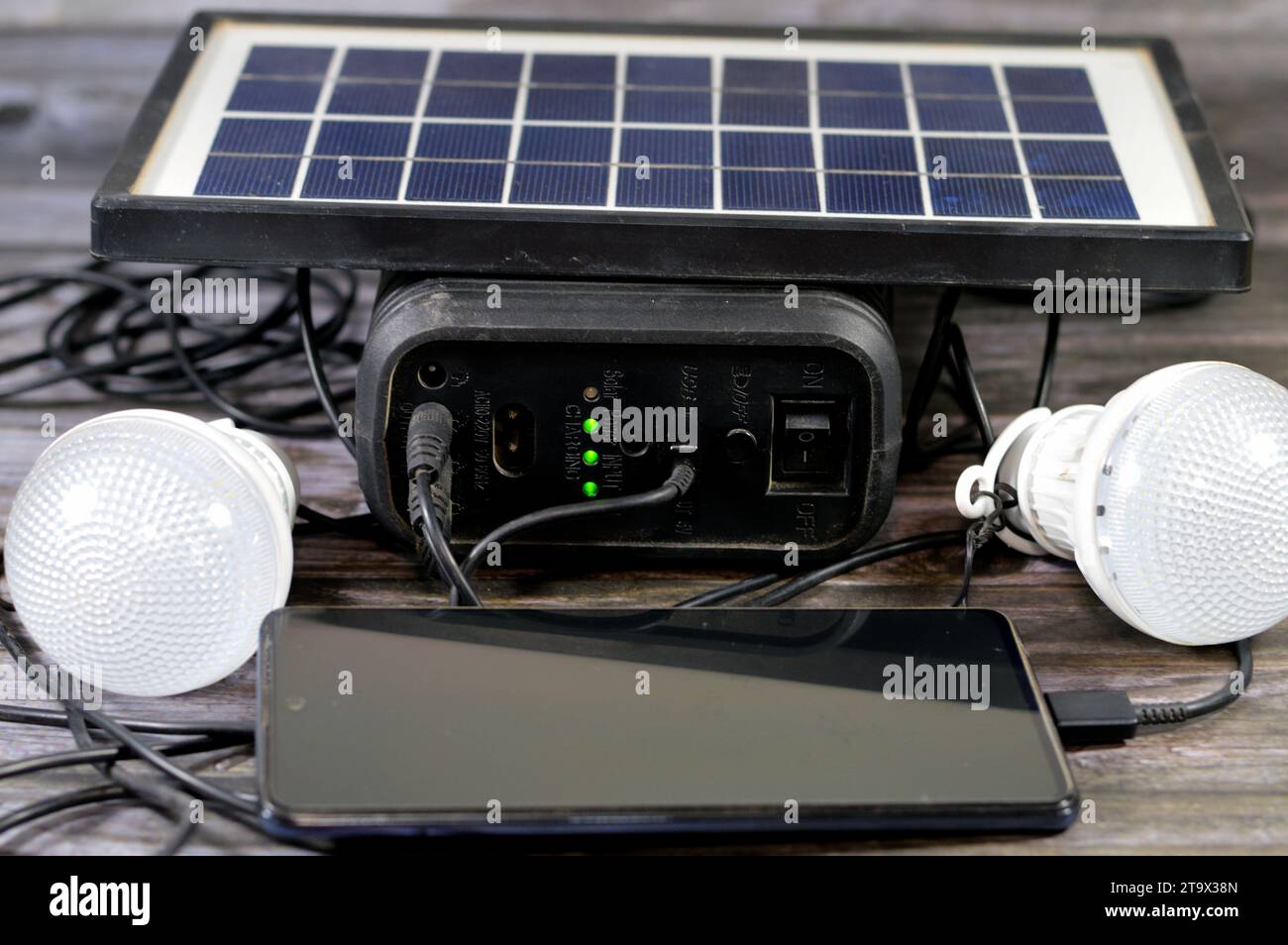 A multi purpose battery charged with a solar panel, a device that ...