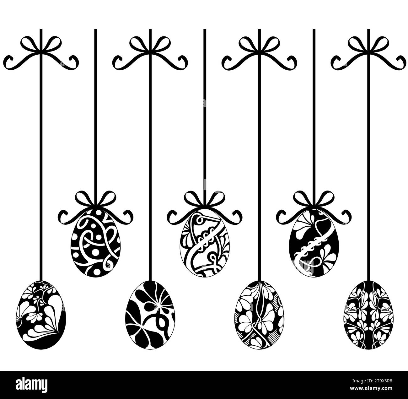 Collection of different hanging Easter egg decorations isolated on ...