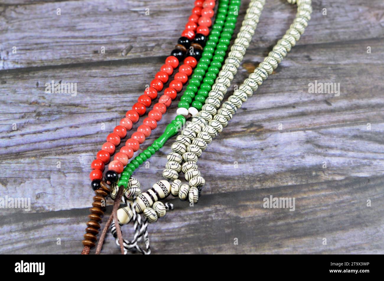 Islamic rosary with 99 rosary beads that Muslims use it to give praise ...