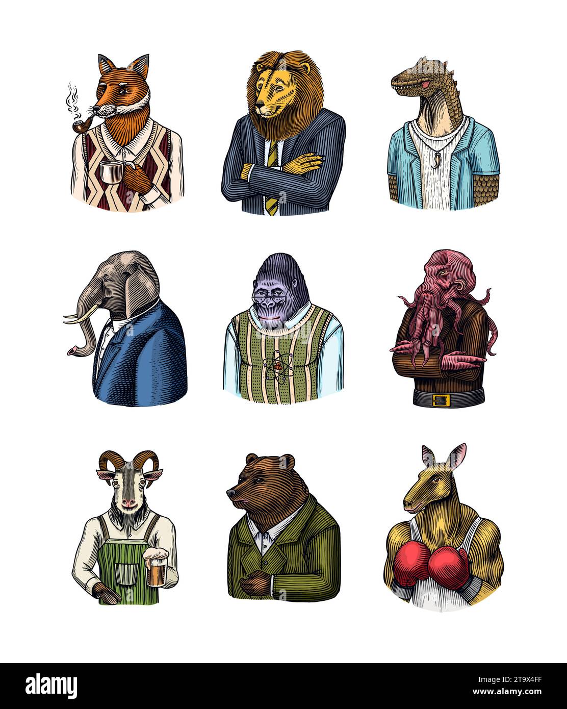 Grizzly Bear, Octopus, t-rex dinosaur, Elephant, Indian cobra snake ...