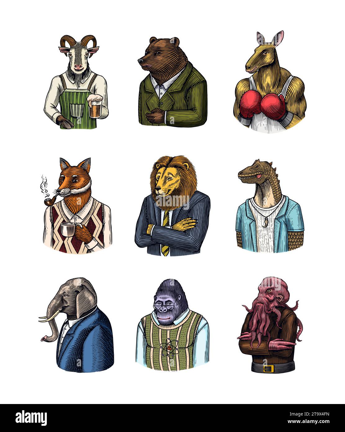 Grizzly Bear, Octopus, t-rex dinosaur, Elephant, Indian cobra snake ...