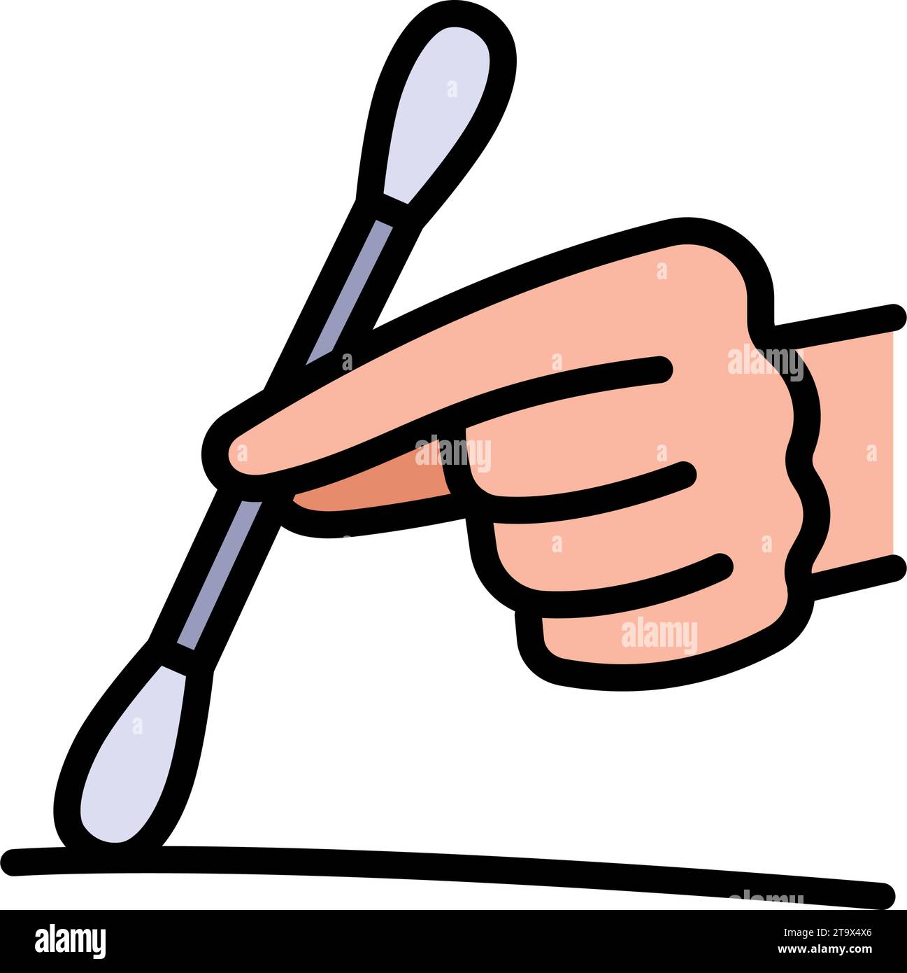 Cotton swab in hand, clean, medical, tool stick color vector icon ...