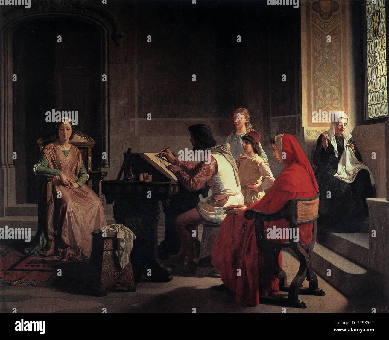 Simone Memmi Drawing Laura's Portrait for Petrarch 1863 by Pietro ...