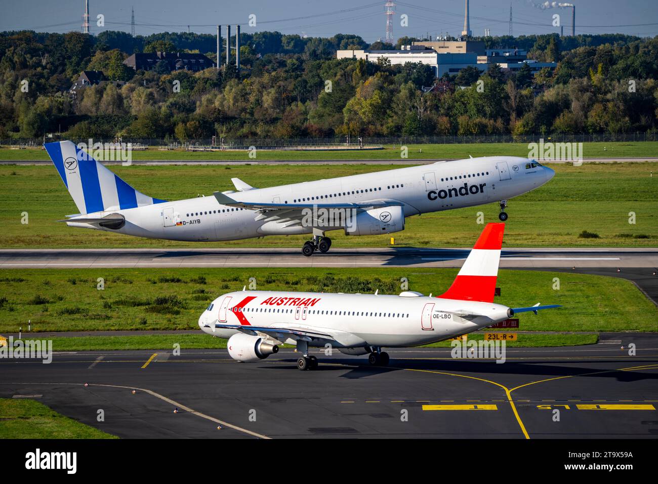 Düsseldorf Airport, NRW, Condor Airbus A330-200 on take-off, Austrian ...