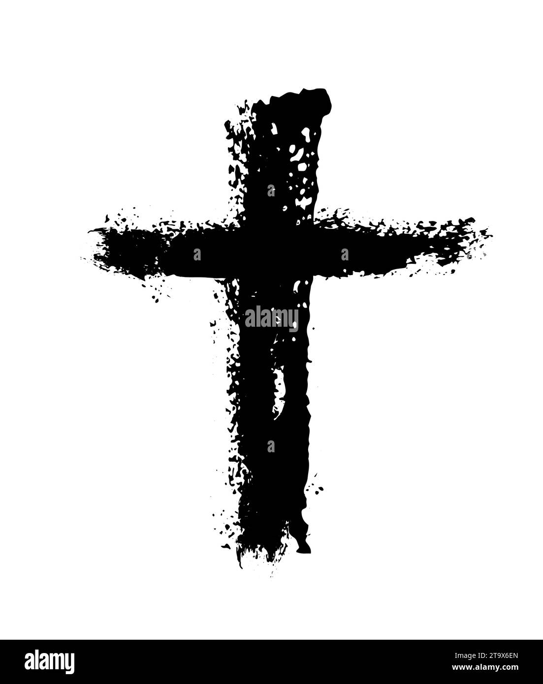 Hand drawn christian cross signs. Brush painted black icons. hand ...