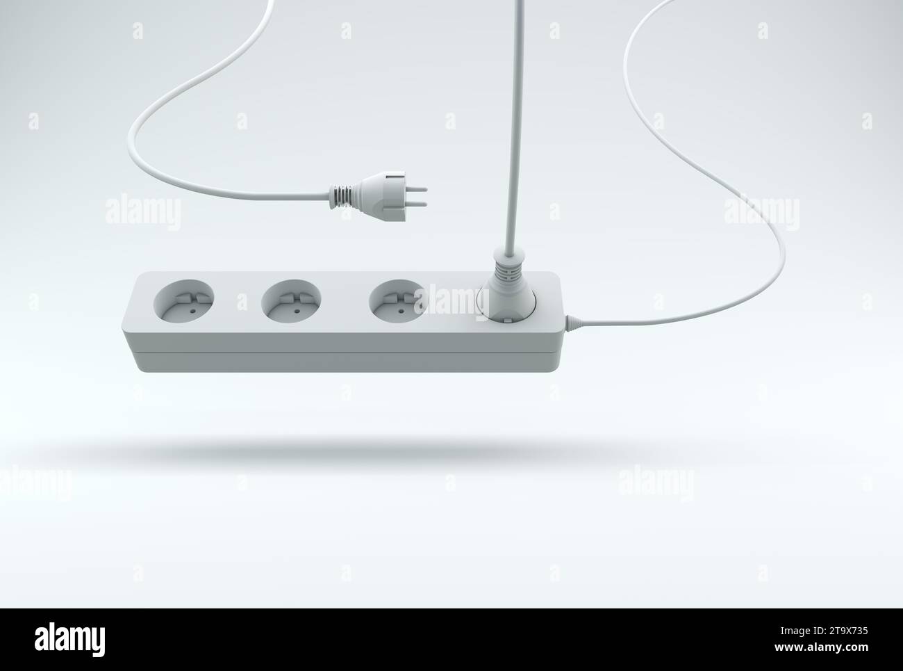 White Power Strip with Cords on a Studio Background. Minimal concept ...