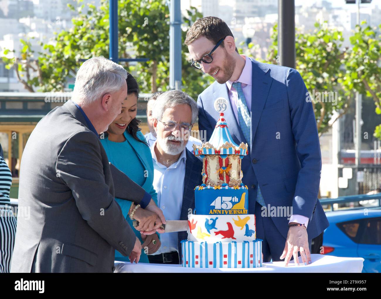 San Francisco, CA - Sept 28, Mayor London Breed cutting the cake at the ...