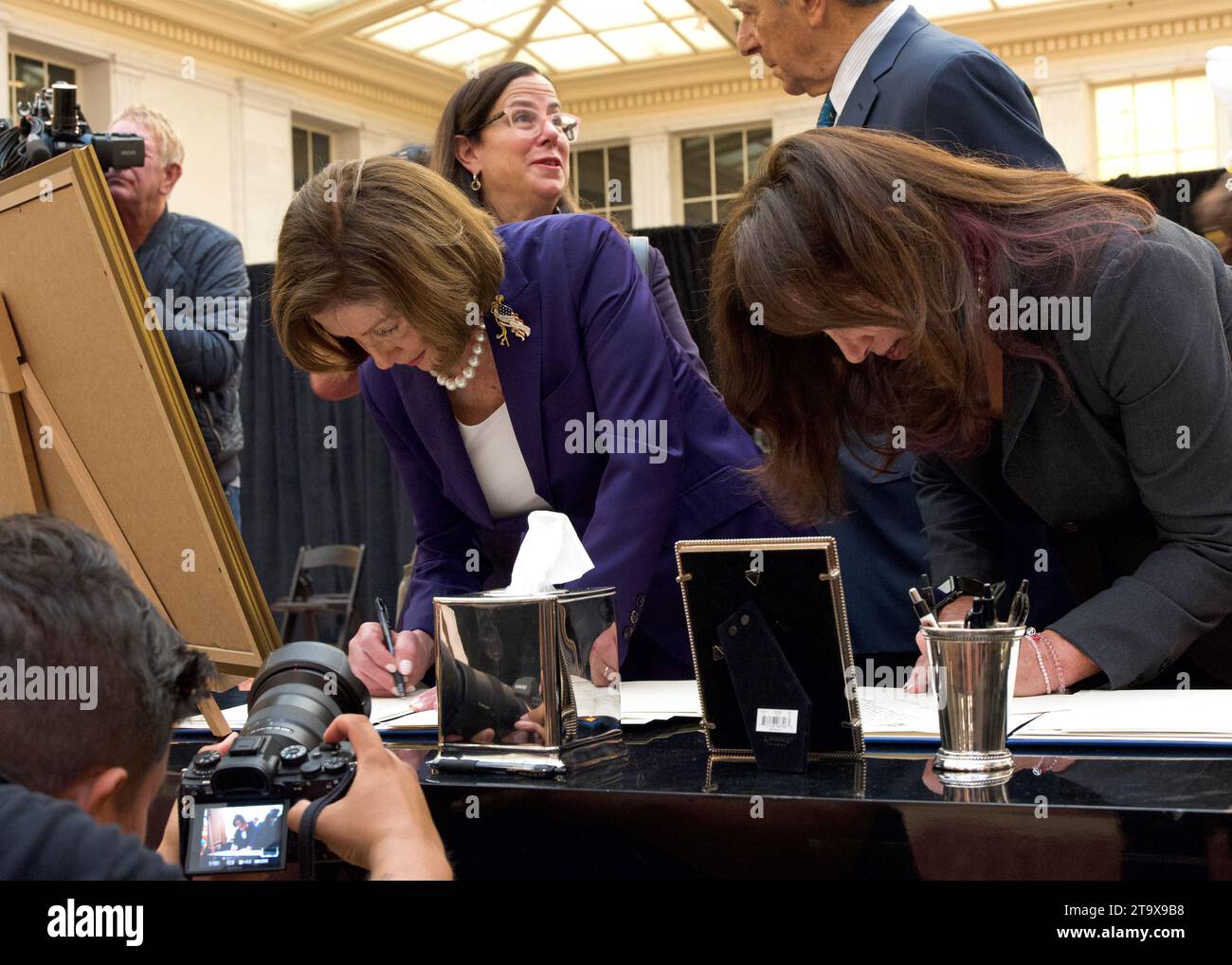 San Francisco, CA - Oct 4, 2023: Nancy Pelosi signing the remembrance ...