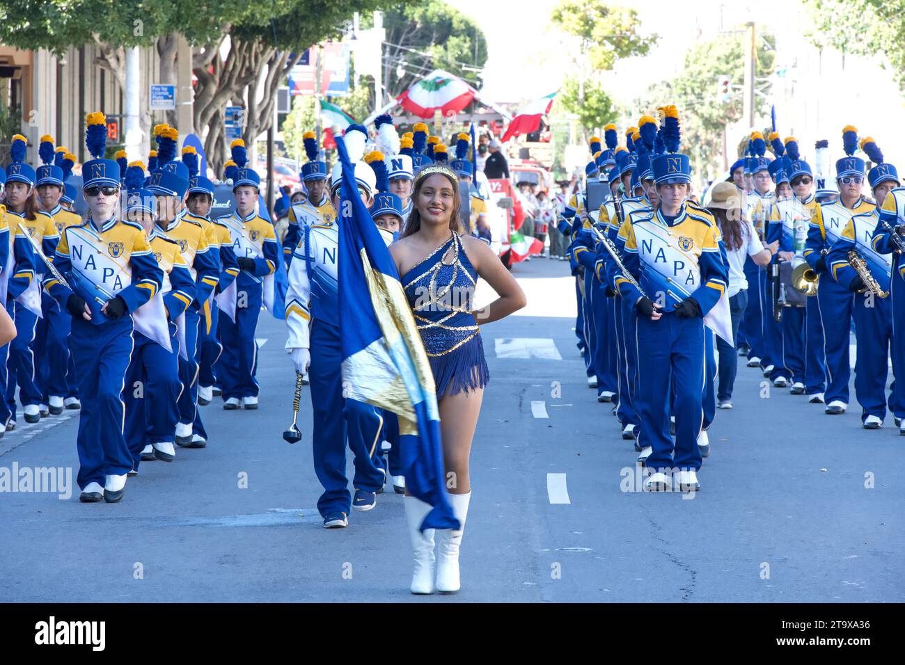 San Francisco, CA - Oct 8, 2023: Napa HS Band performing in the 155th ...