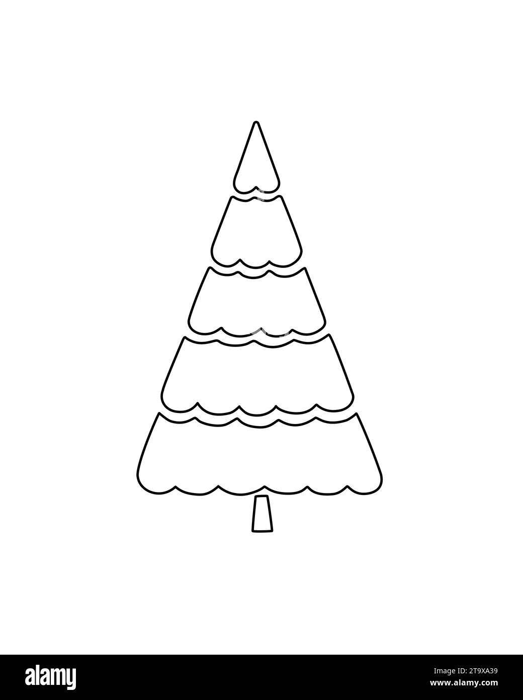 Christmas tree simple hand drawn outline doodle vector illustration for ...
