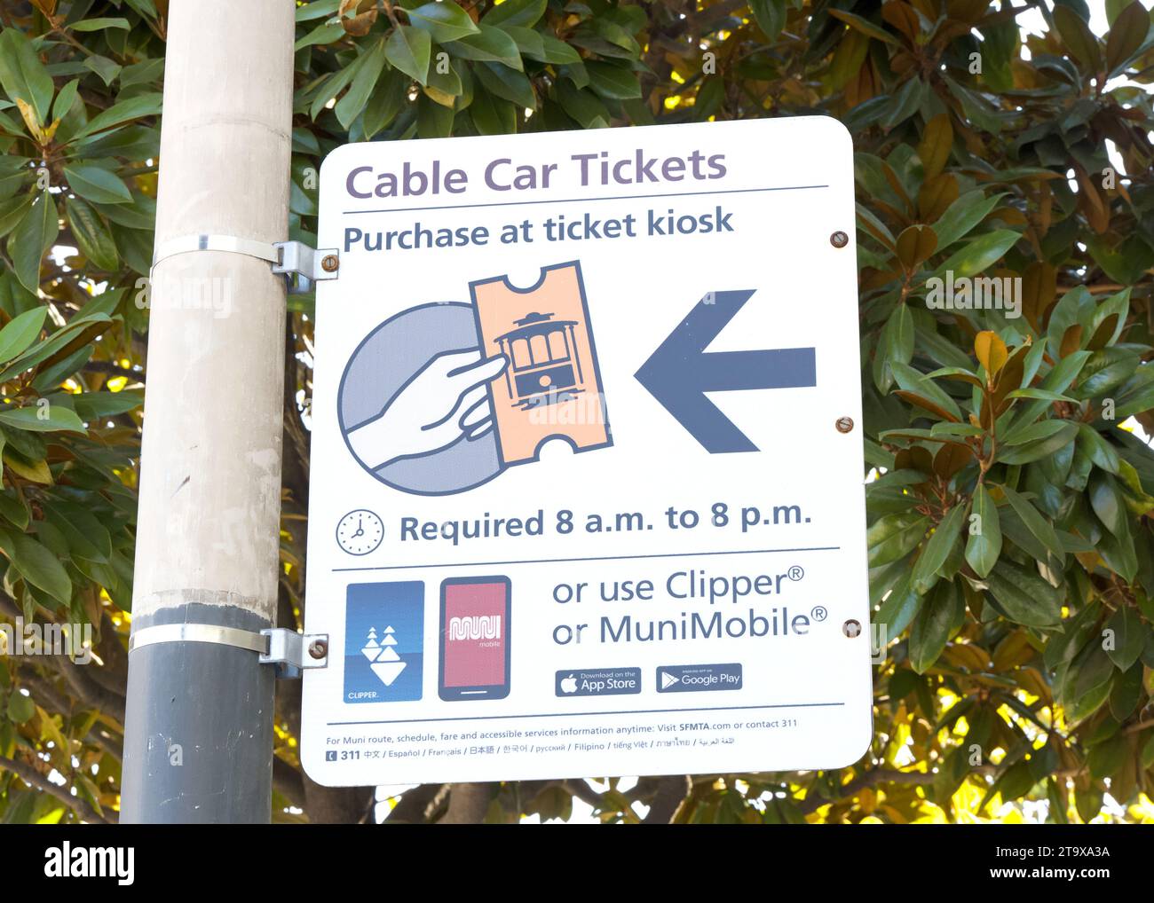 San Francisco, CA - Oct 8, 2023: Cable Car Ticket sign. San Francisco’s ...