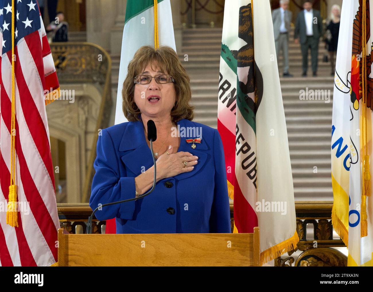 San Francisco, CA - Oct 11, 2023: Maria Pinnate singing the National ...