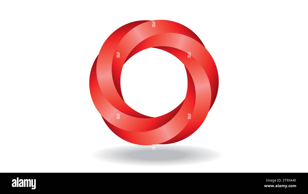 Symbol, logo design in red of intertwined shape. Isolated. Vector ...