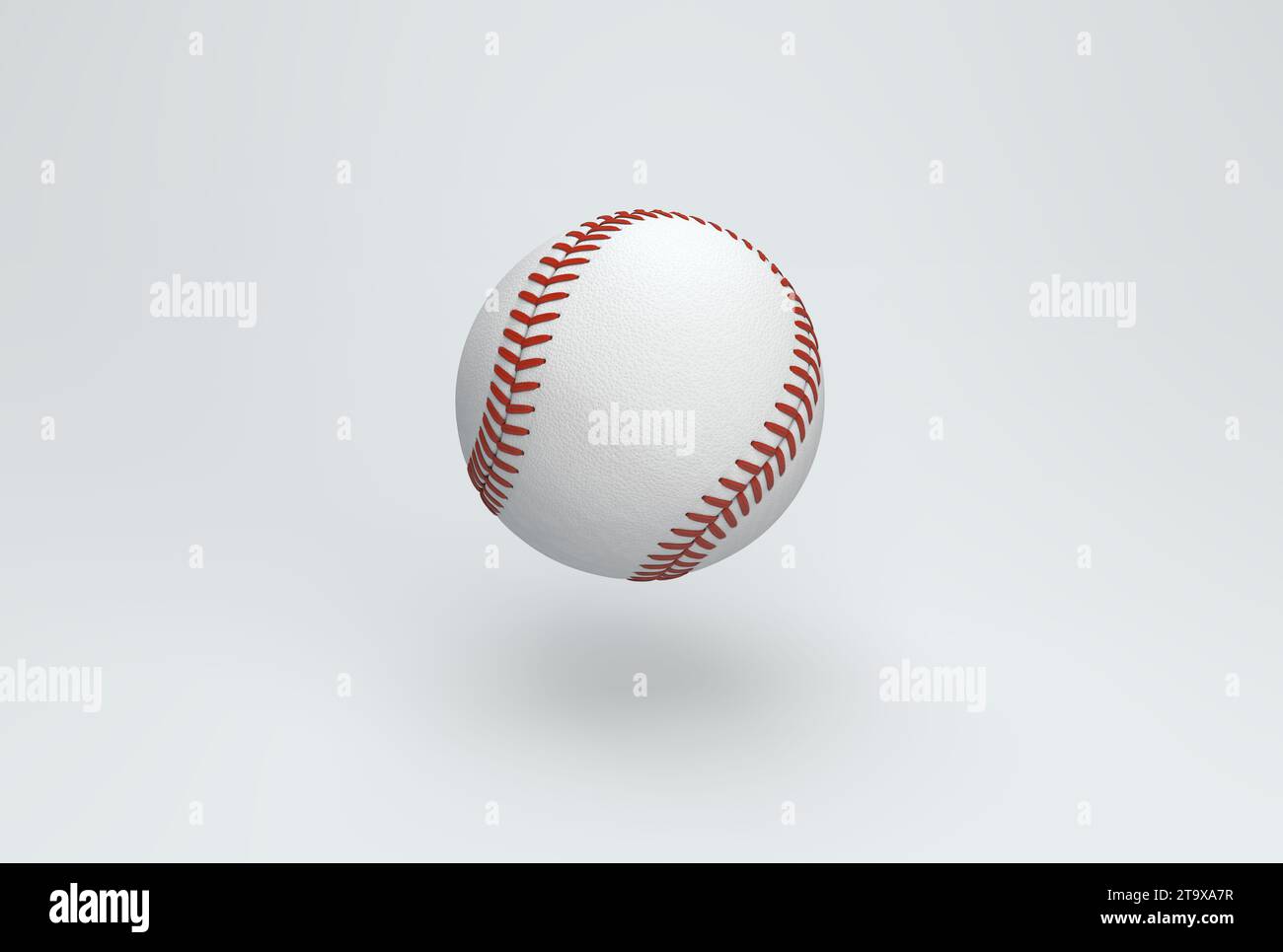 White Baseball Ball with Red Threads on a Gray Studio Background ...