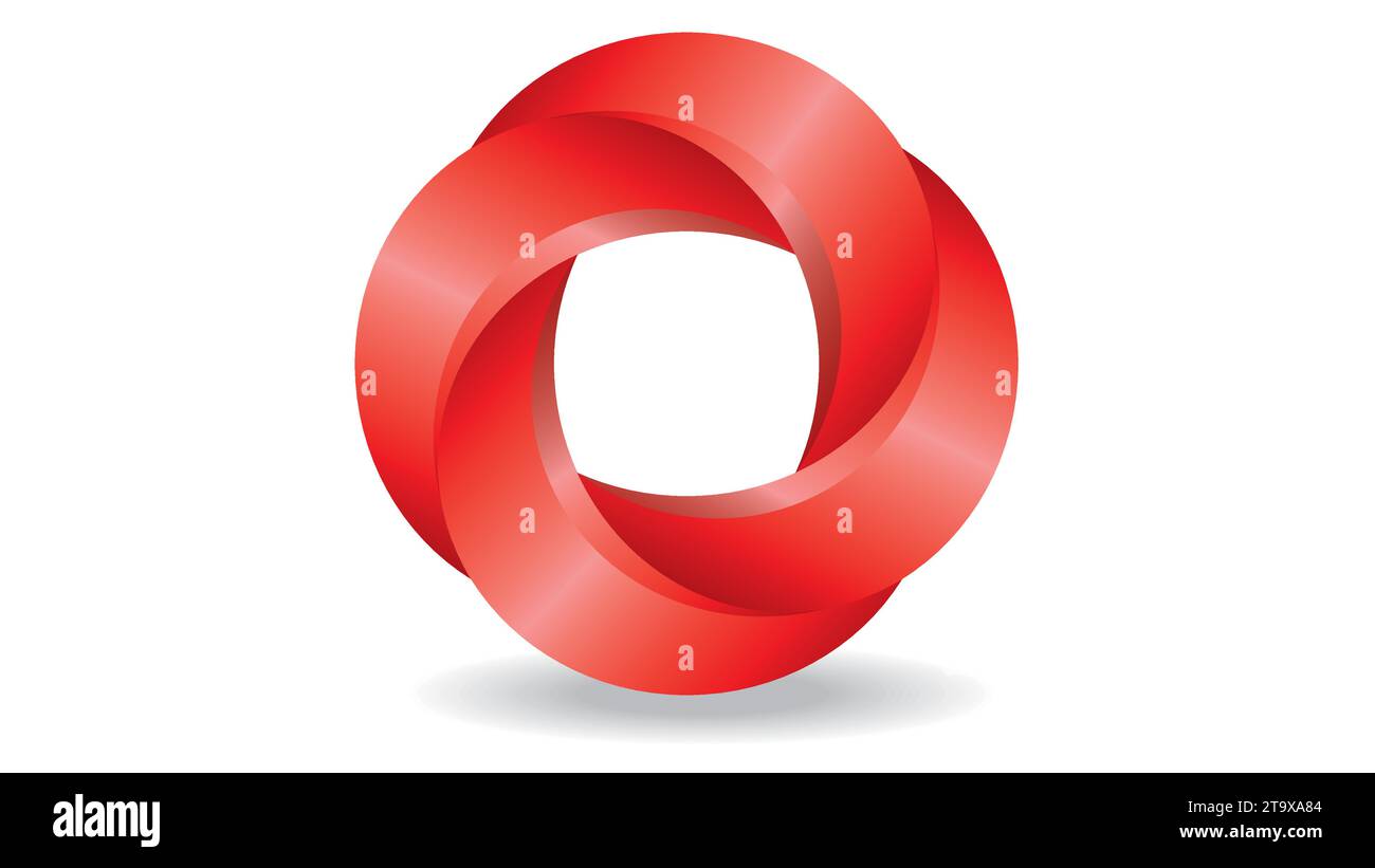 Symbol, logo design in red of intertwined shape. Isolated. Vector ...