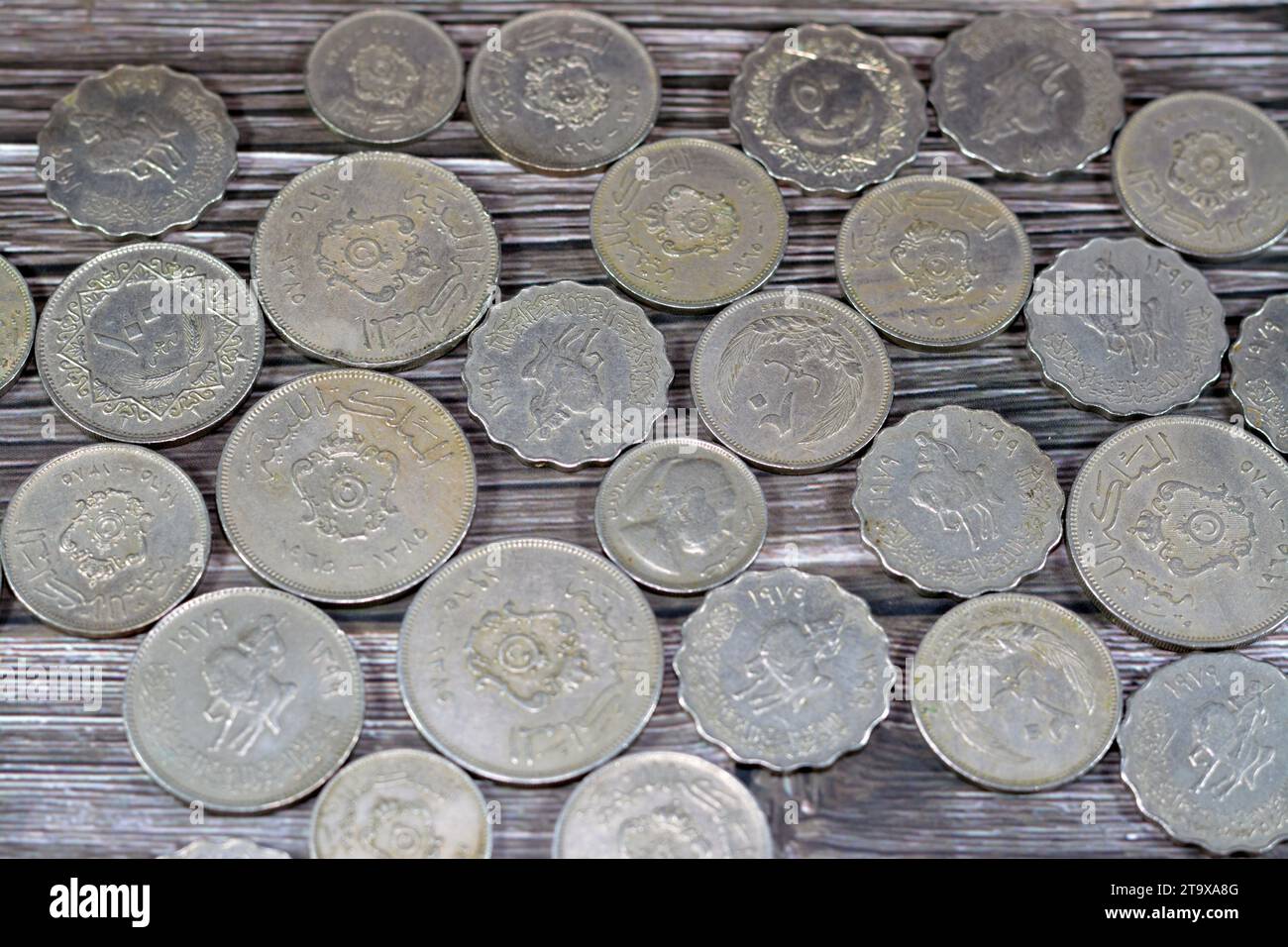 Old Libyan money coins of different eras from the kingdom to Jamahiriya ...
