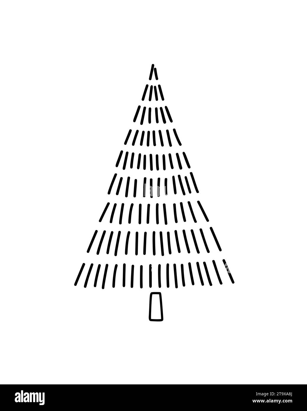 Christmas tree simple hand drawn outline doodle vector illustration for ...