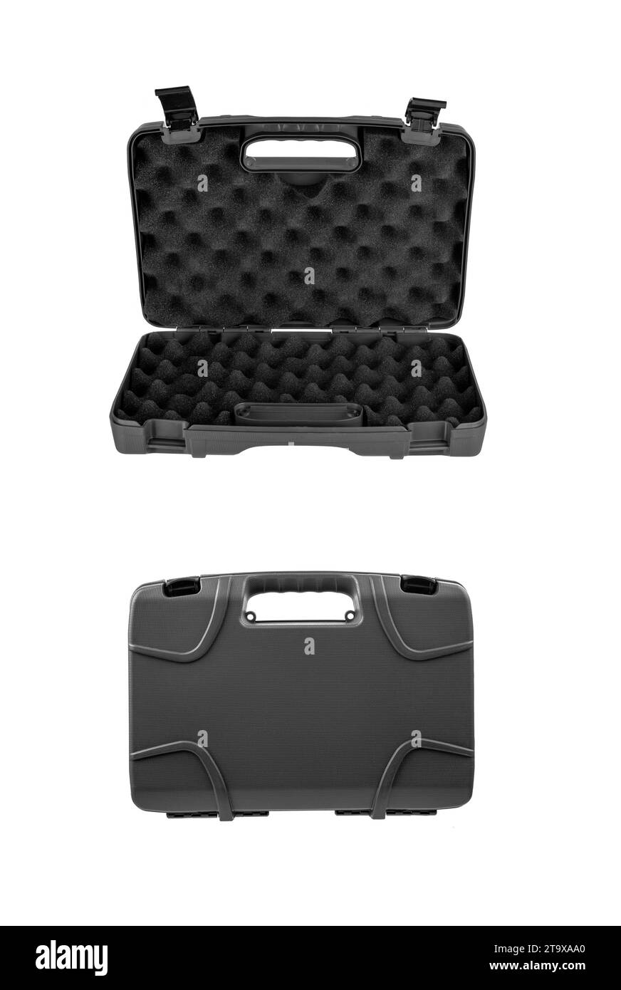 Gray plastic container with foam inside for safe storage and ...