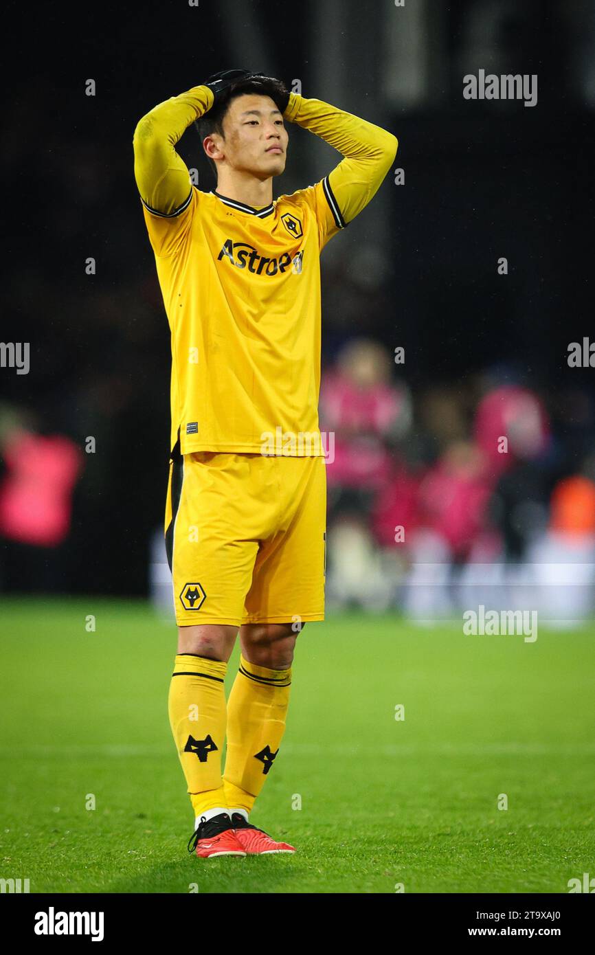 LONDON, UK - 27th Nov 2023: Hwang Hee-Chan of Wolverhampton Wanderers ... LONDON, UK - 27th Nov 2023: Hwang Hee-Chan of Wolverhampton Wanderers ...
