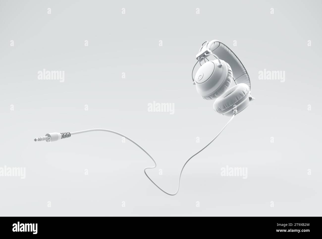 White Ear Headphones on a Gray Studio Background. Minimal concept ...