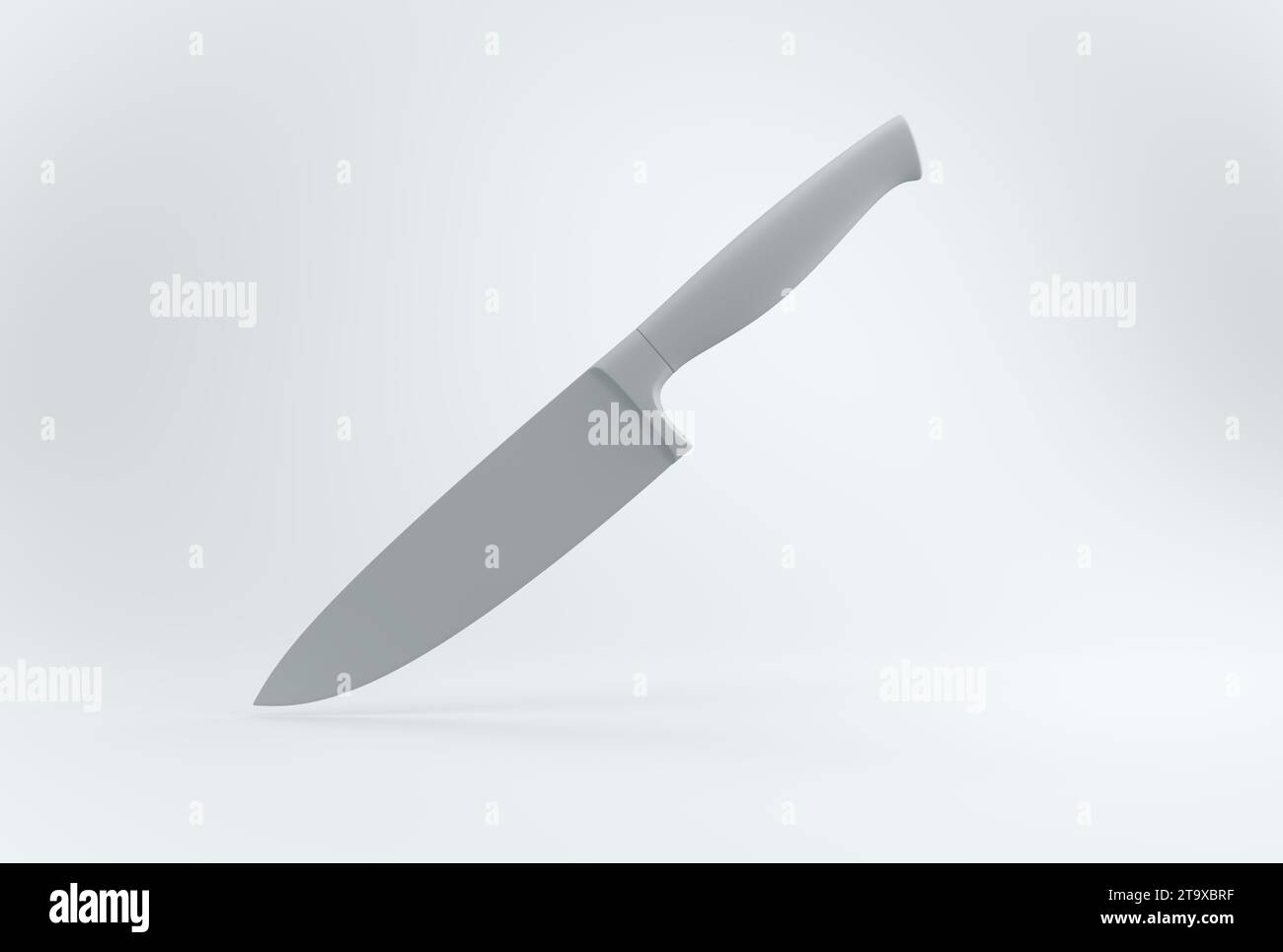 Gray Chef's Knife on a White Studio Background. Minimal concept. Front ...