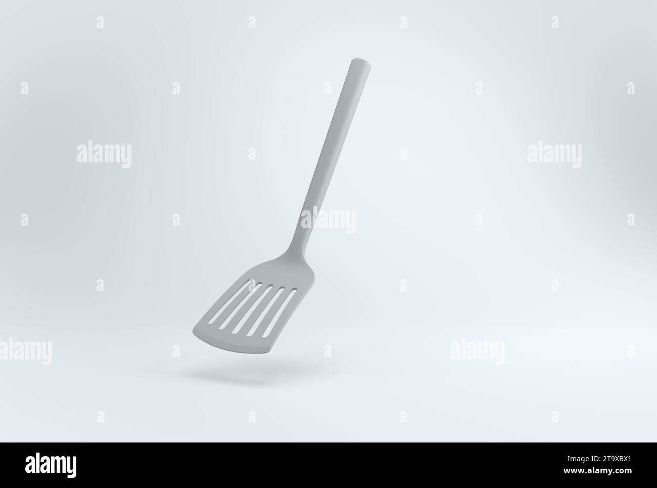Gray Spatula on a White Studio Background. Minimal concept. Perspective ...