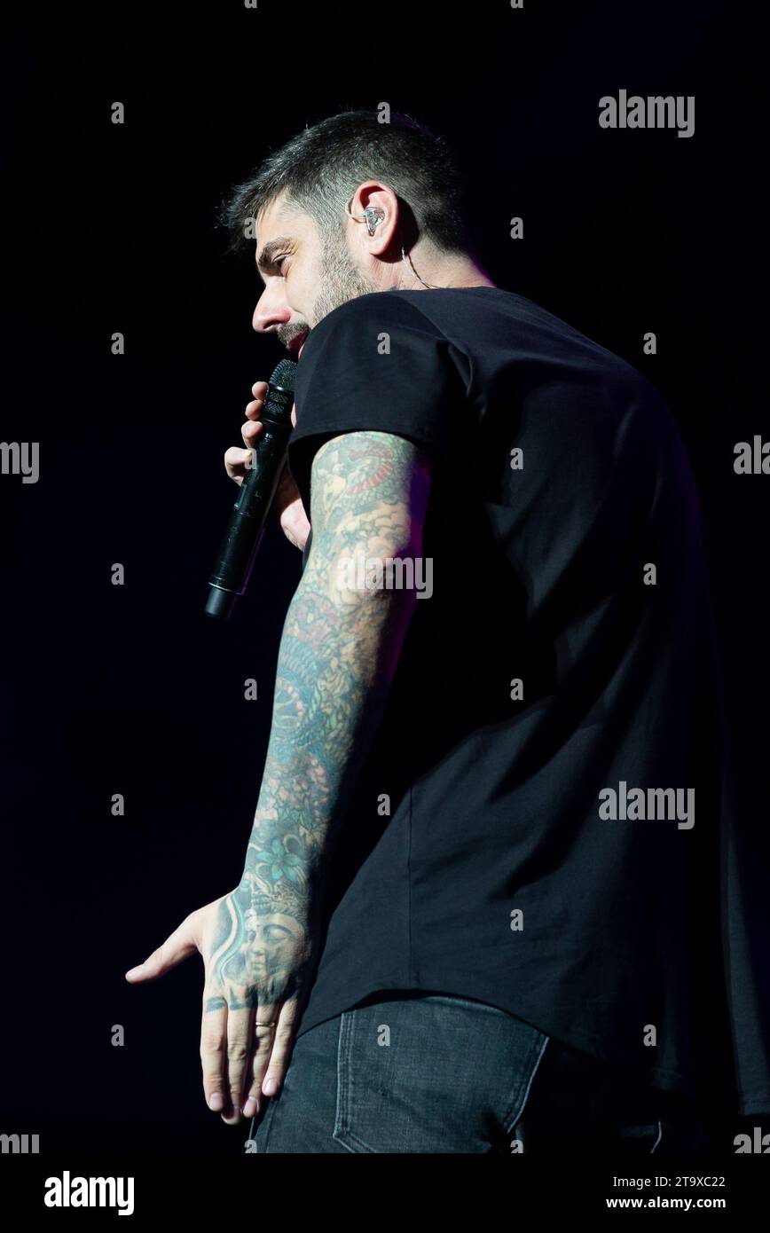 Spanish singer Melendi performs during the concert at the Wizcenter in ...