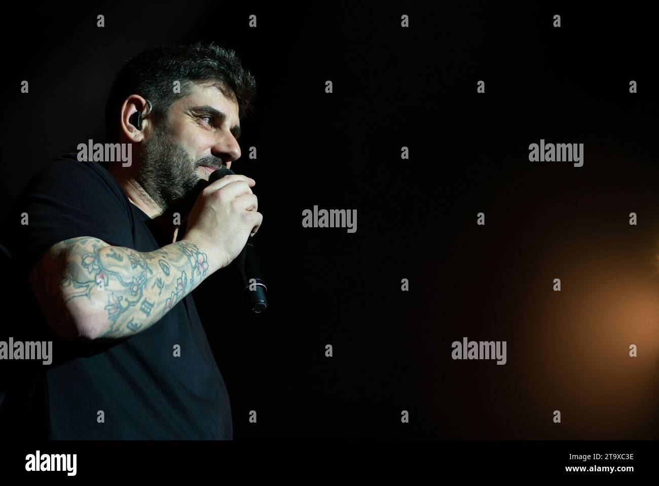 Spanish singer Melendi performs during the concert at the Wizcenter in ...