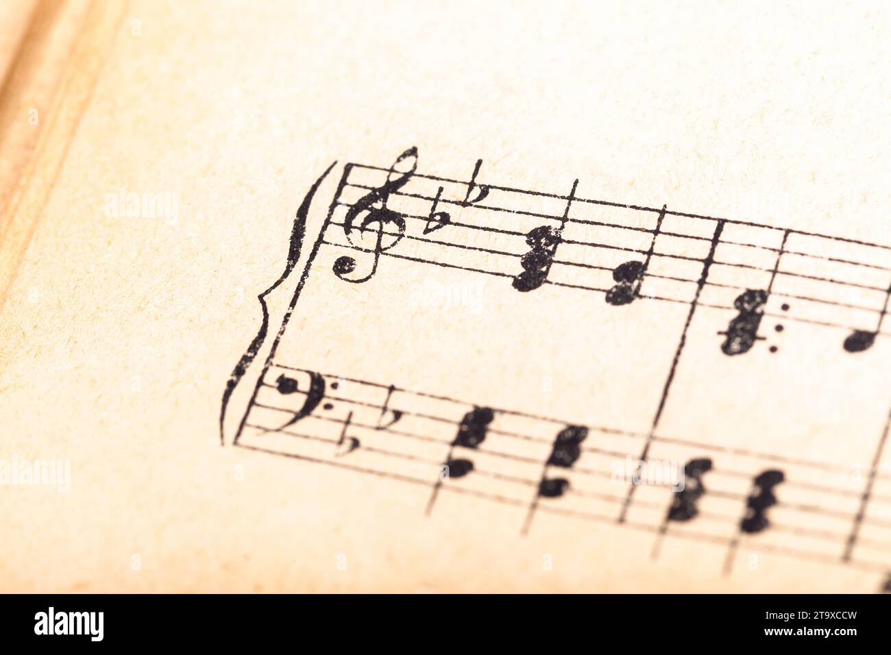 Old antique generic piano sheet music musical key and notes on an old ...