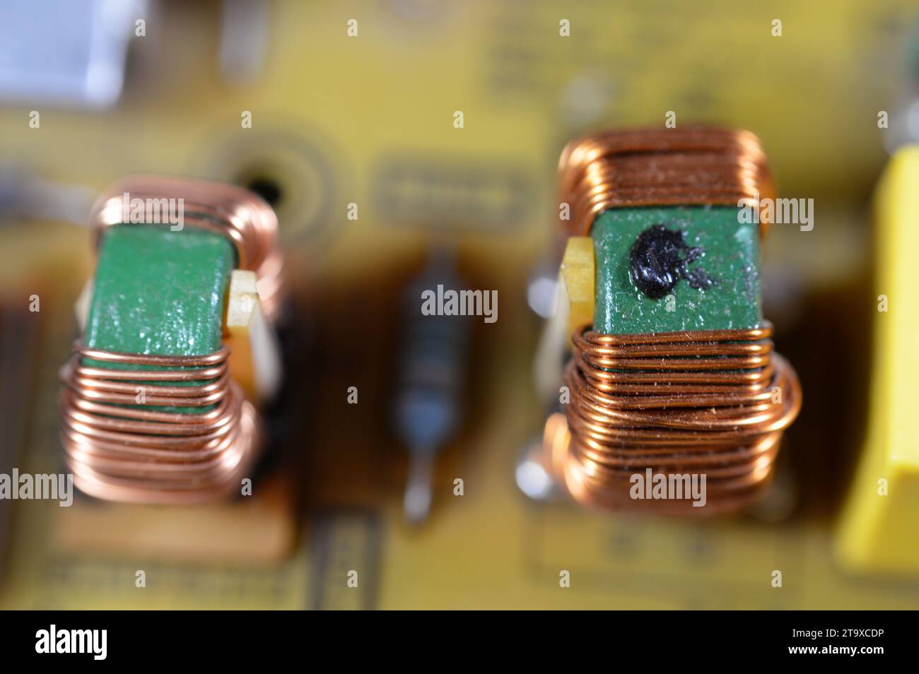 interior of LED TV Television main board power circuit, wires ...