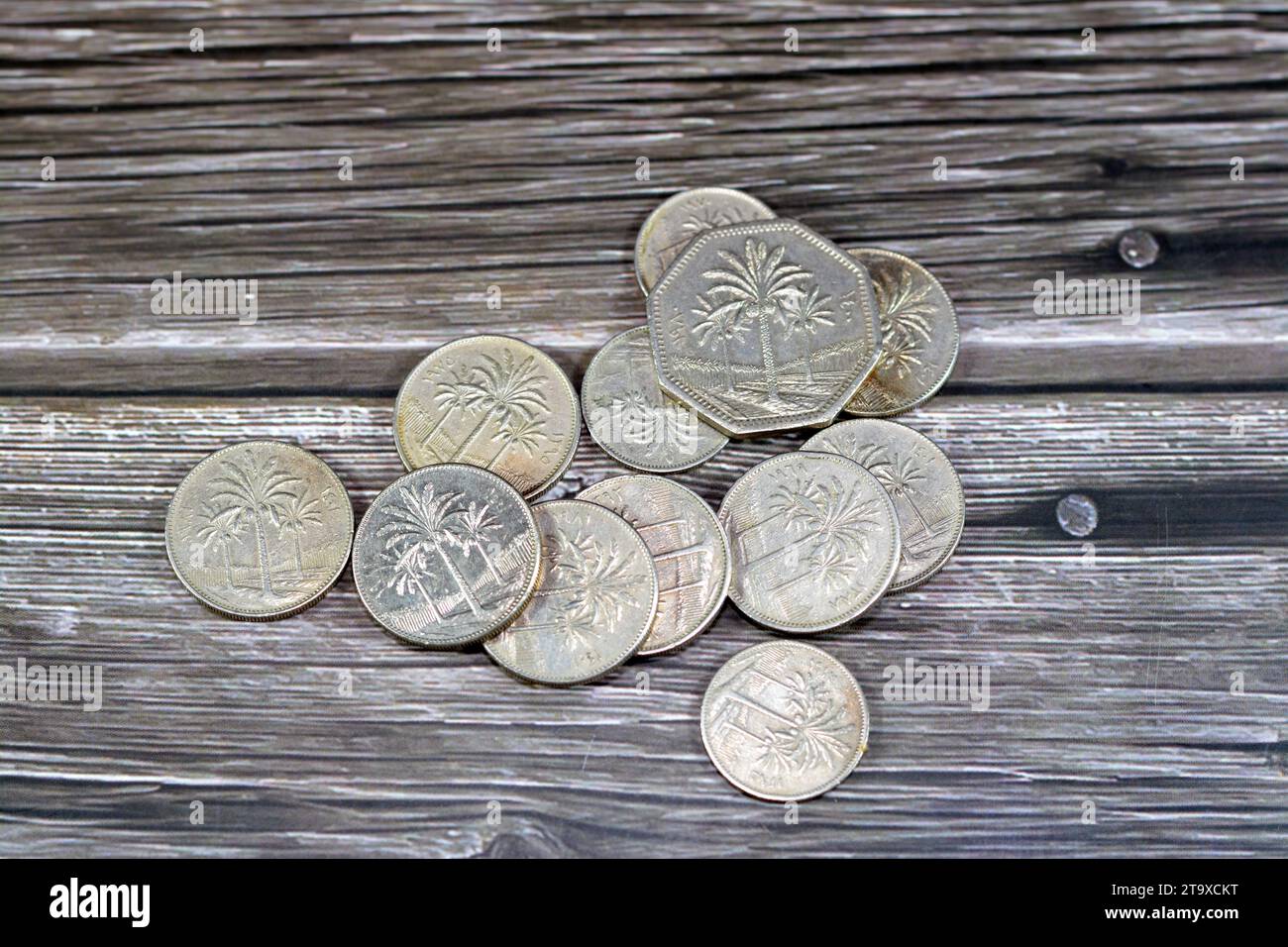 Old coins ,Iraqi money background of old coins of dinars and fractions ...