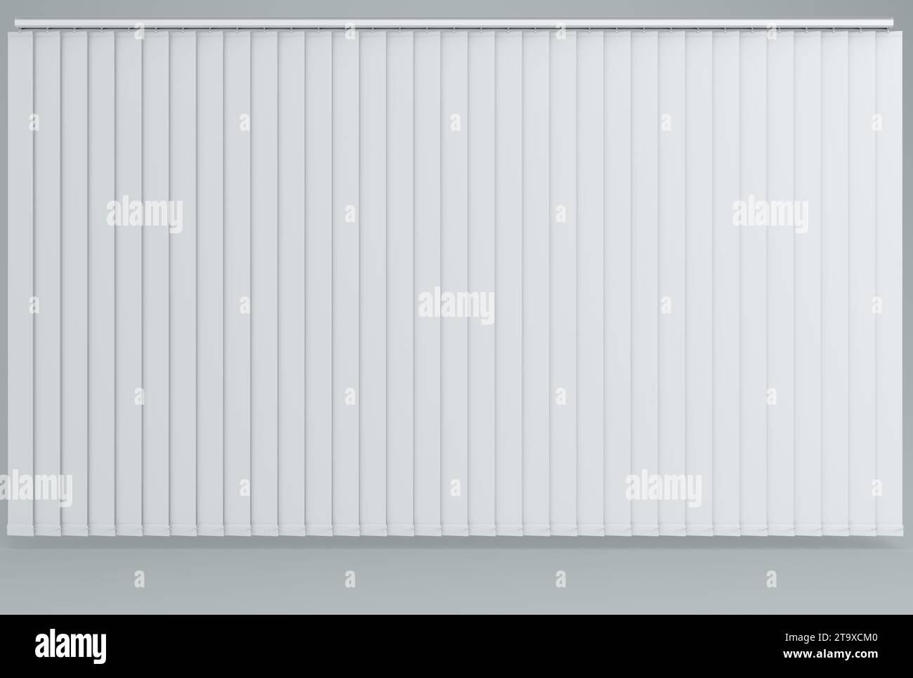White Vertical Blinds on a Gray Studio Background. Front View. Minimal ...