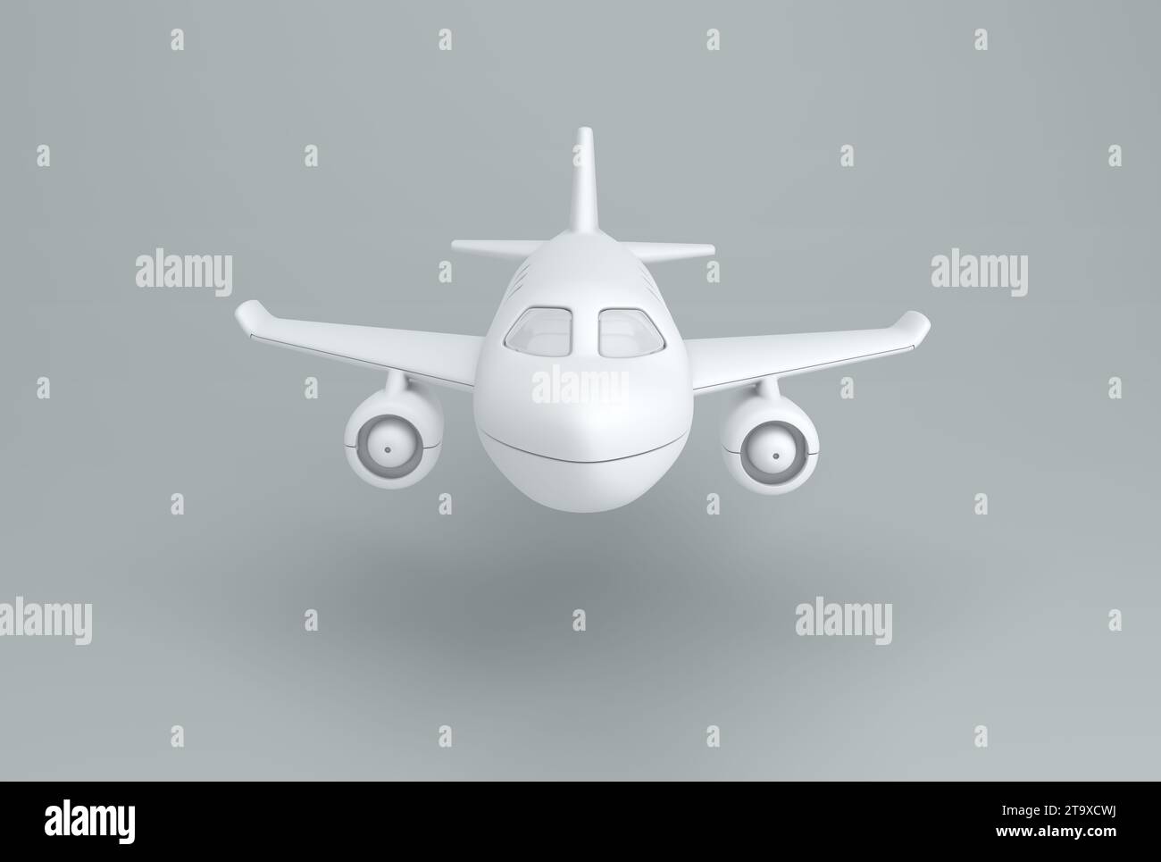 White Toy Plane on a Gray Studio Background. Front View. Minimal ...