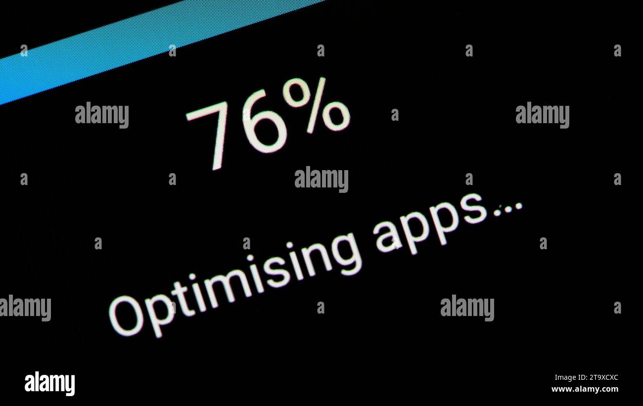 Optimizing apps generic loading bar on a mobile device smartphone tablet display, operating ...