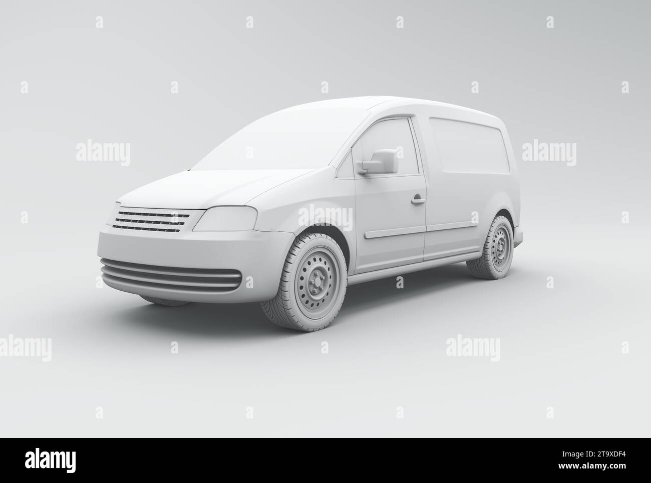 White Car Van on a Gray Studio Background. Minimal concept. Perspective ...