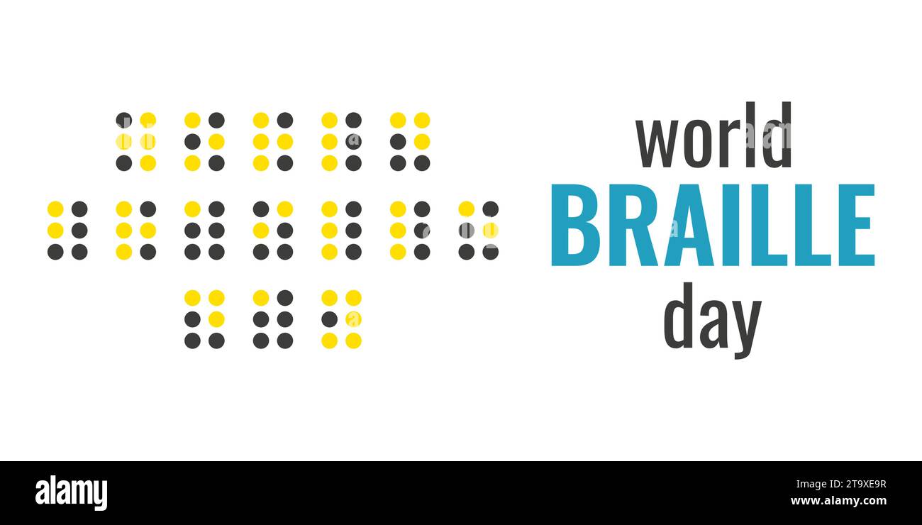 World Braille Day January 4th template. Relief dot font for writing and ...