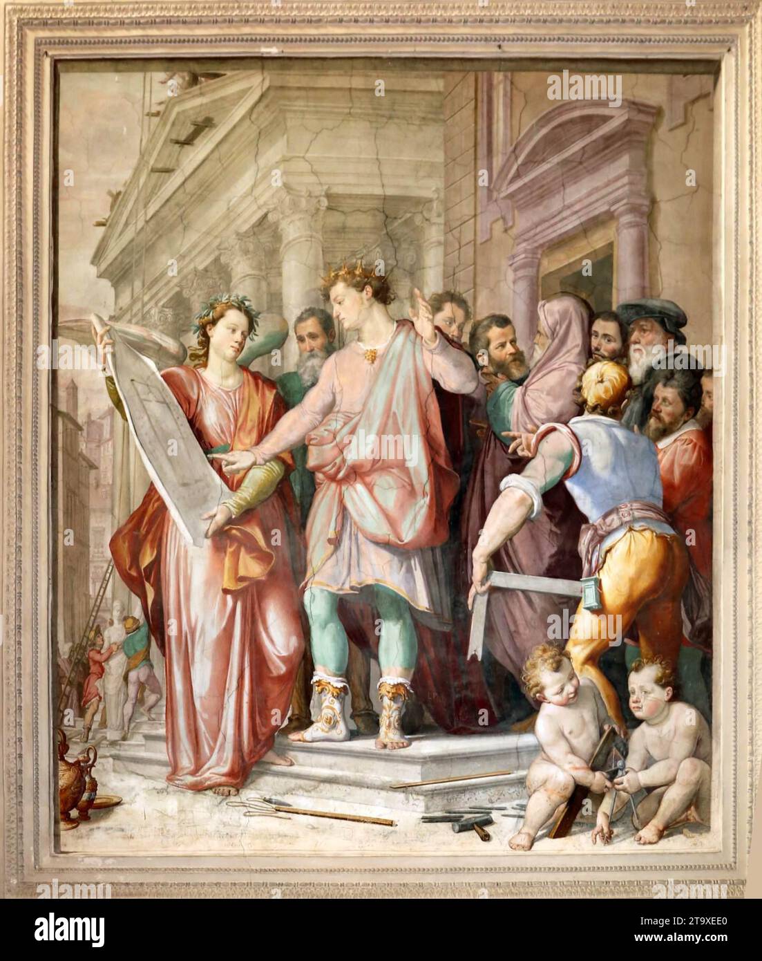 Building of the Temple of Solomon 1571 by Santi Di Tito Stock Photo - Alamy