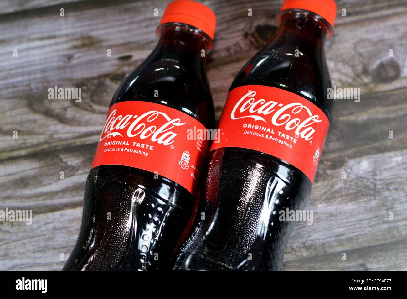 Cairo, Egypt, November 4 2023: Coca-Cola, or Coke plastic bottles, The ...