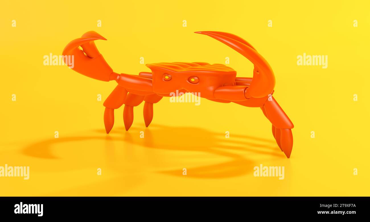 Red Ocean Crab on a Yellow Studio Background. Minimal concept ...