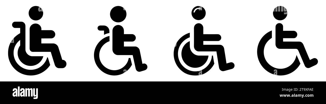 Icon of disabled person in wheelchair. Set of symbols of an individual ...