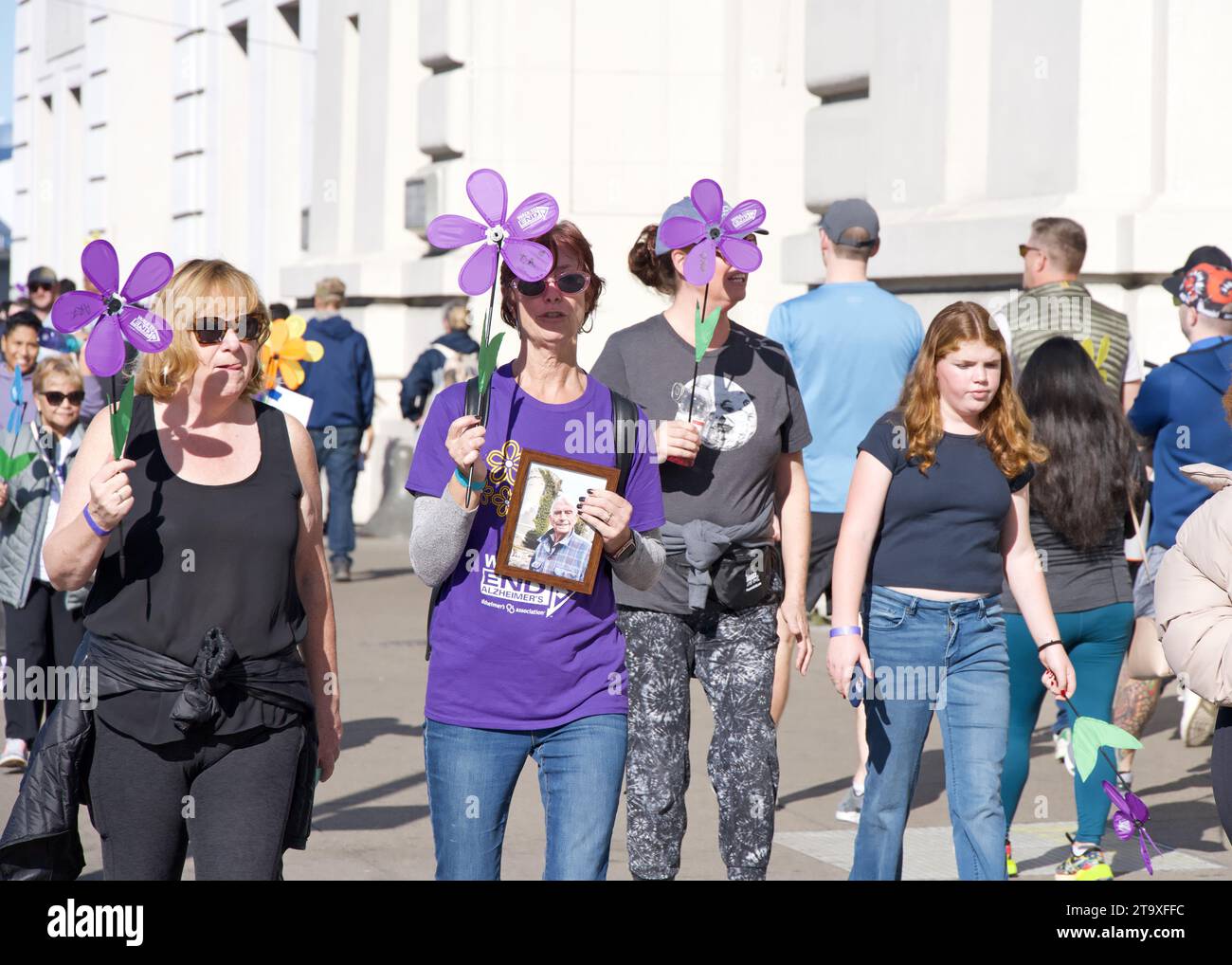 San Francisco, CA - Nov 4, 2023: Participants in the annual walk to end Alzheimers, the worlds ...
