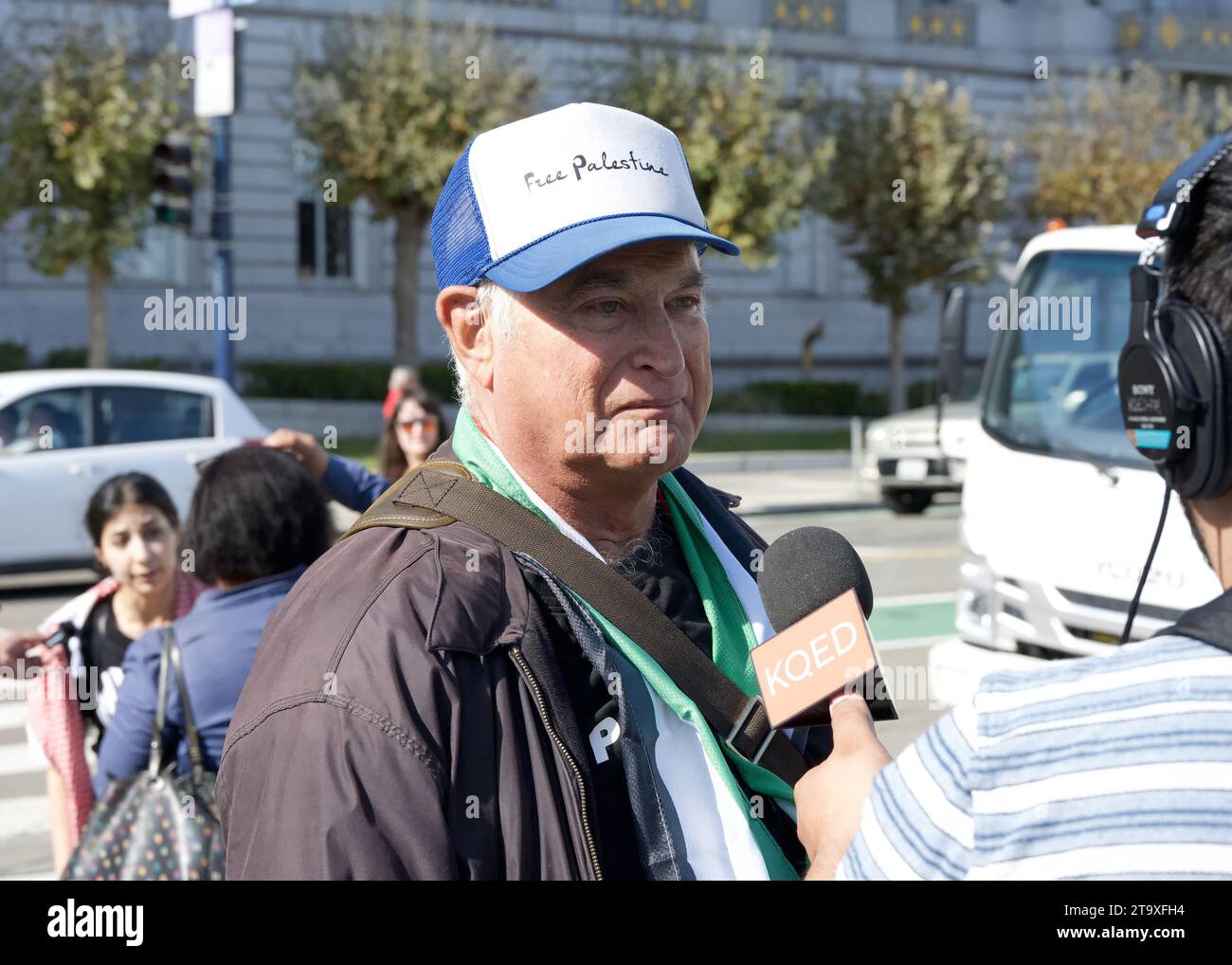 San Francisco, CA - Nov 4, 2023: News outlet KQED interviewing ...