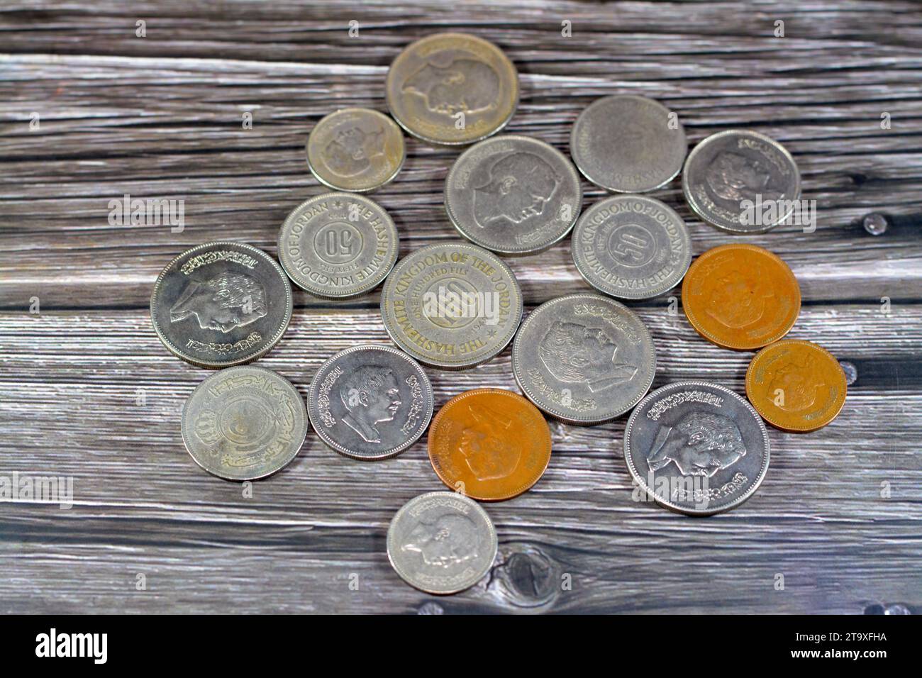 Background of old coins, Jordanian money background of old coins of ...