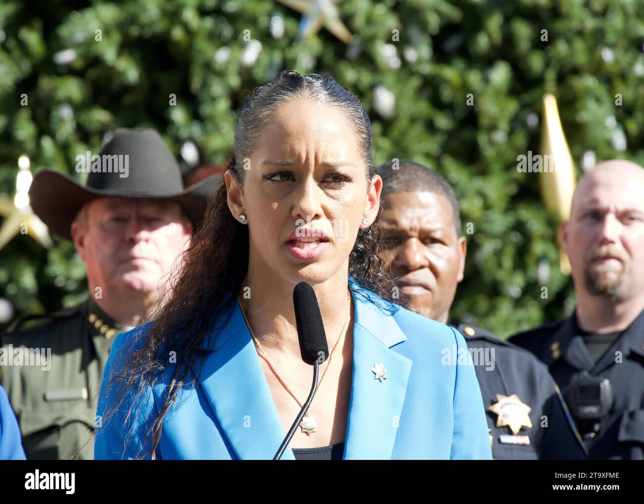San Francisco, CA - Nov 7, 2023: DA Brooke Jenkins speaking at a Press ...